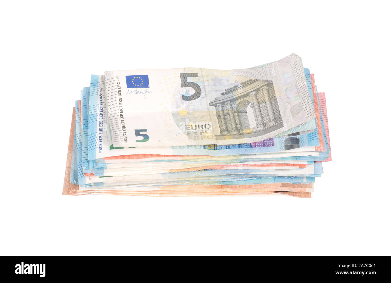 Stack of euro banknotes, isolated on white Stock Photo - Alamy