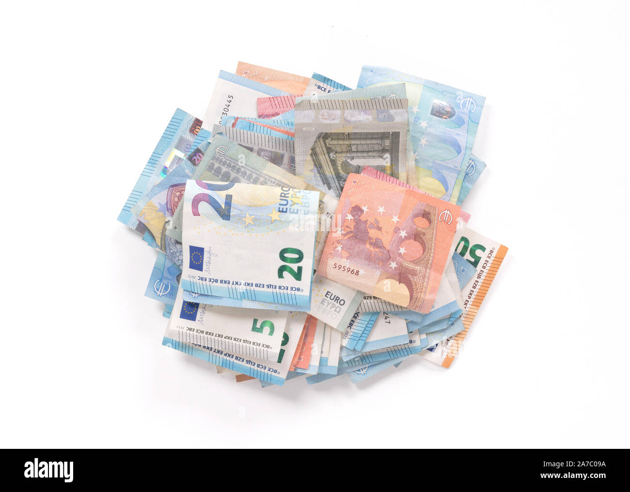 Stack of euro banknotes, isolated on white Stock Photo - Alamy