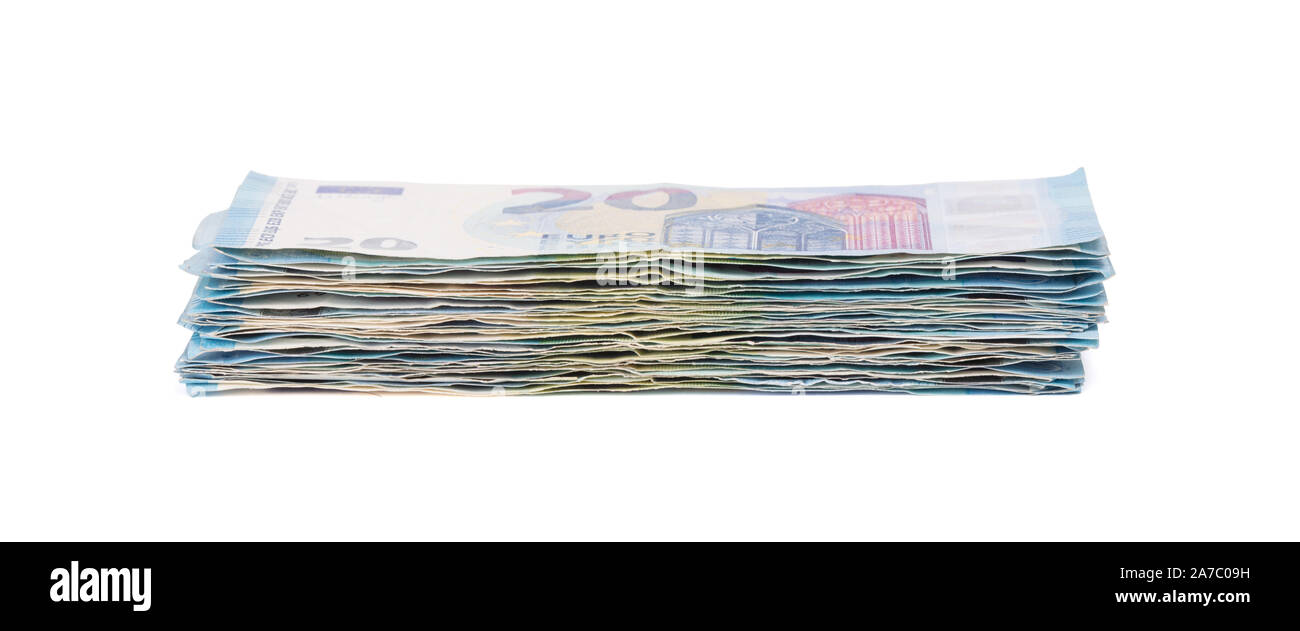 Stack of euro banknotes, isolated on white Stock Photo - Alamy