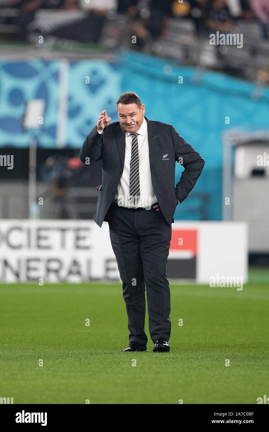 Steve Hansen, coach of New Zealand greeting before the Rugby World Cup ...