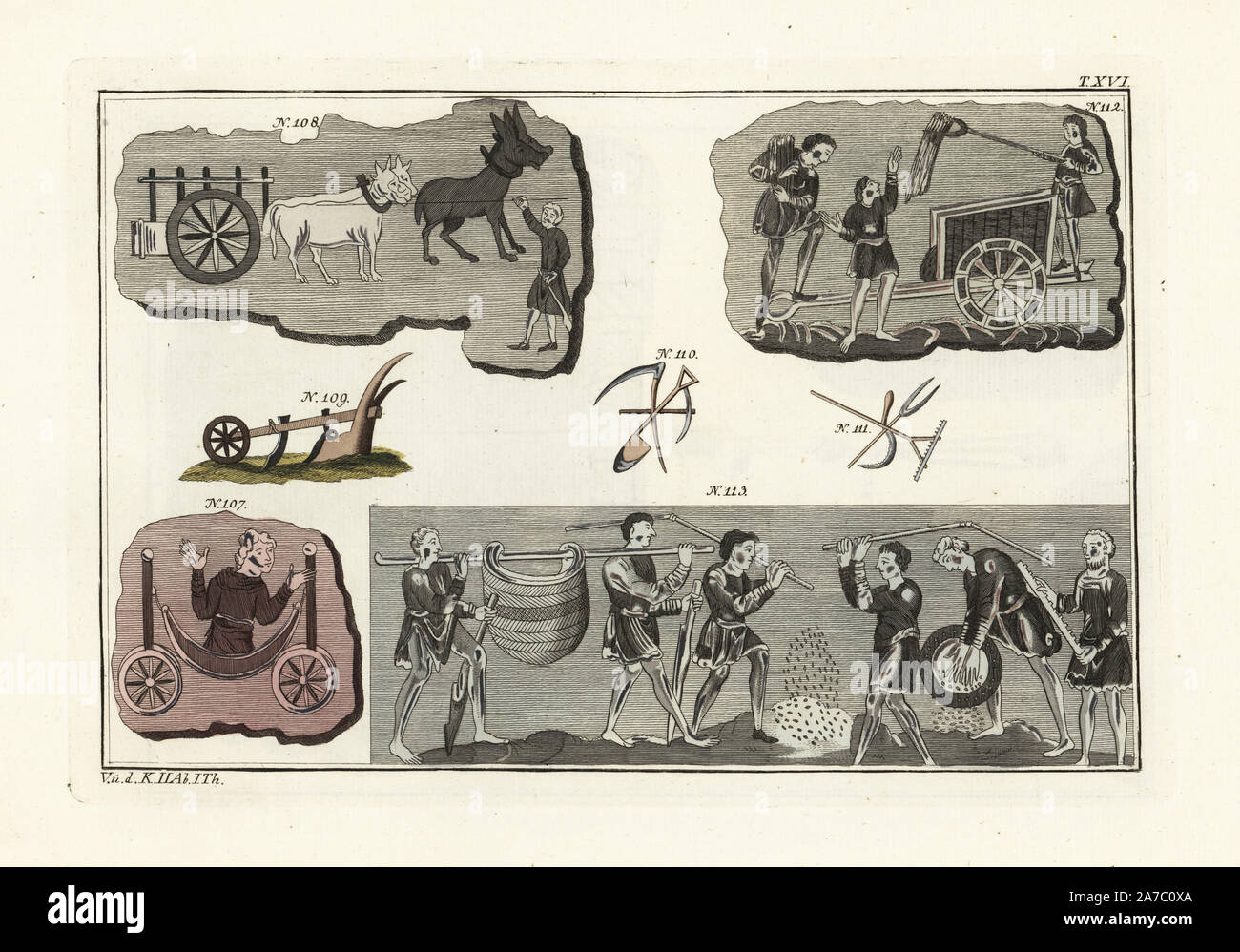 Anglo Saxon agriculture: four-wheel wagon 107, two-wheel wagon 108 ...