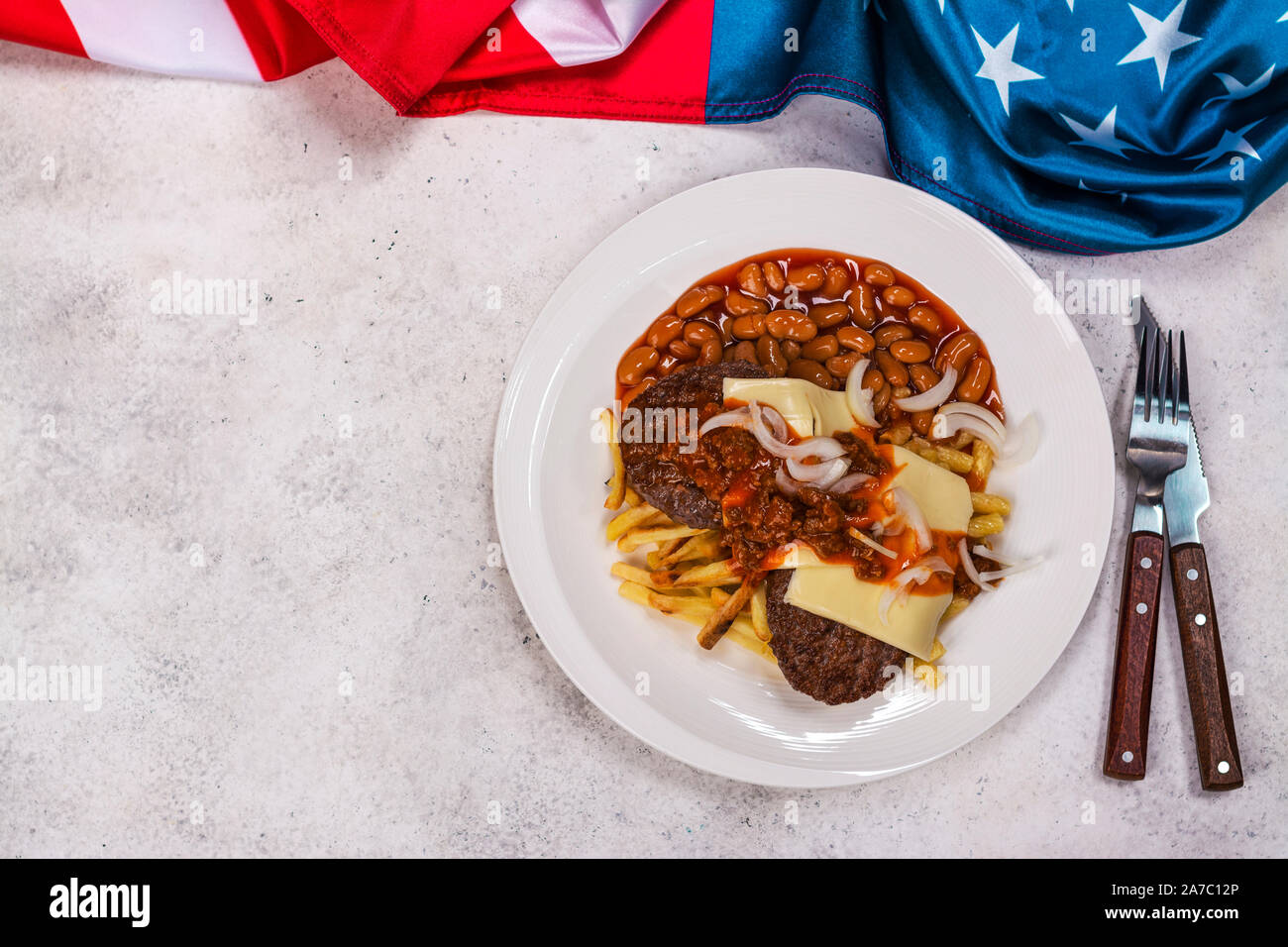 Garbage plate dish Stock Photo - Alamy