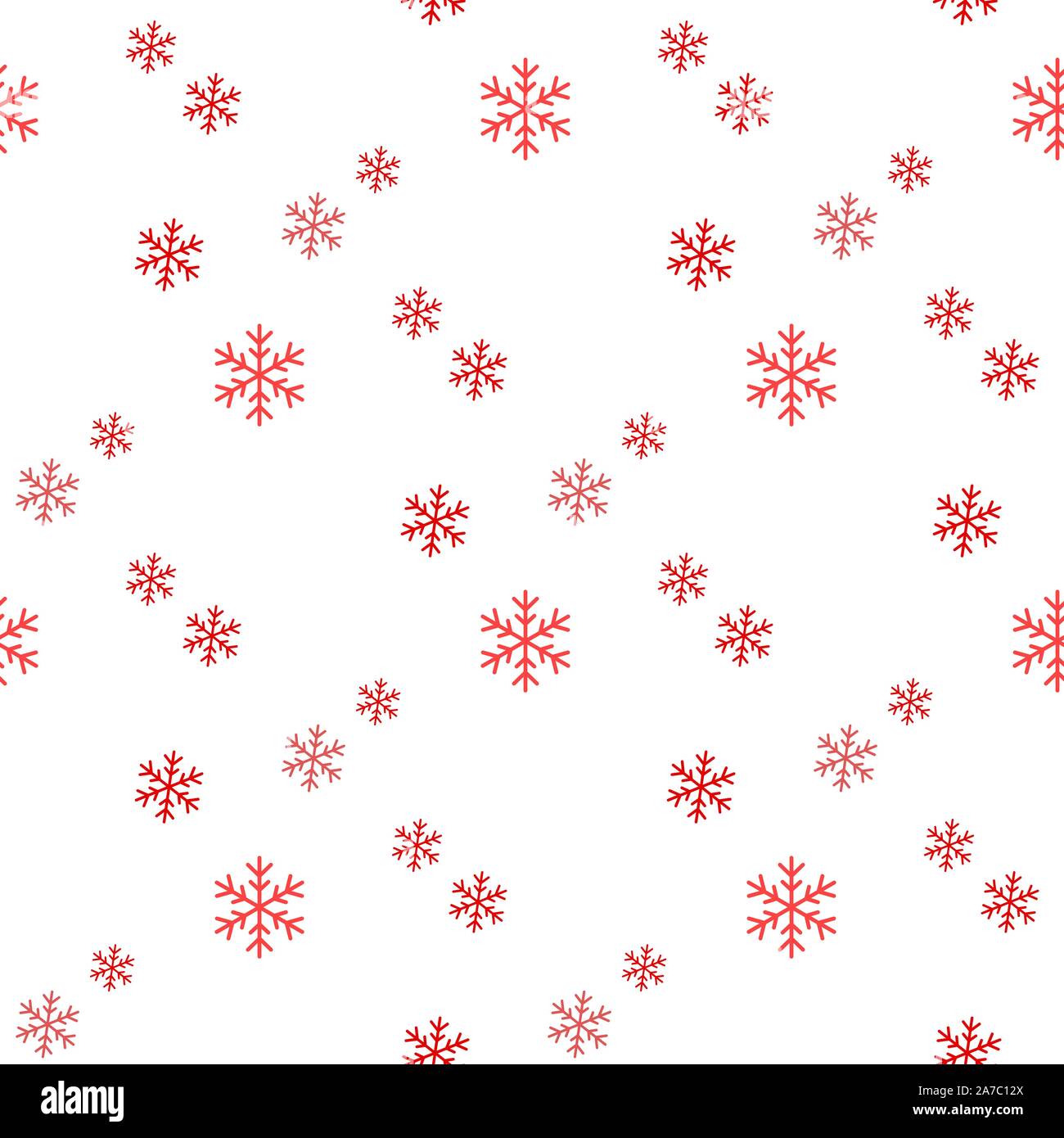 Christmas seamless pattern of big and small snowflakes, red on white ...