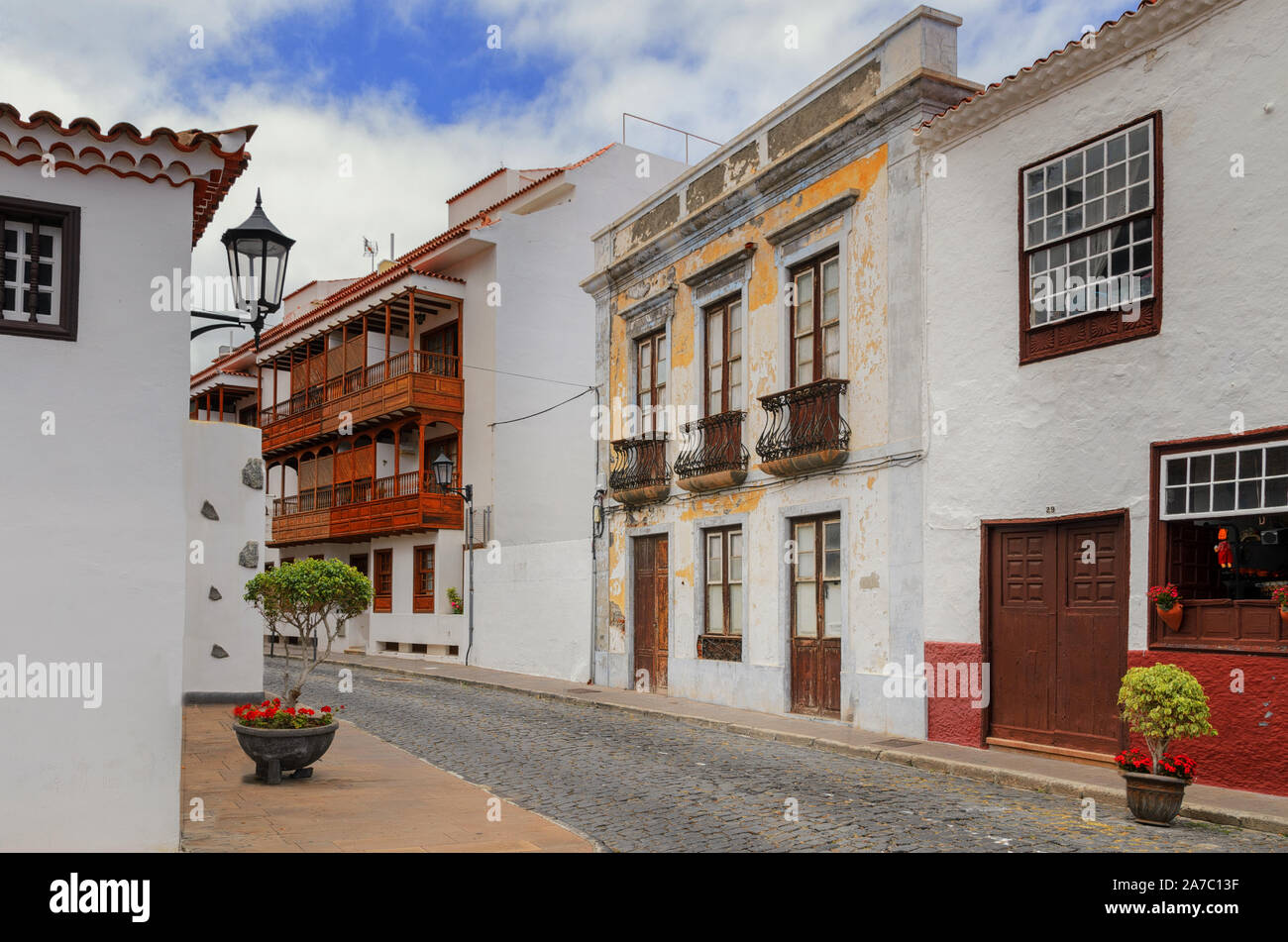 Traditional Canary island style buildings in Garachico, Tenerife, Spain ...