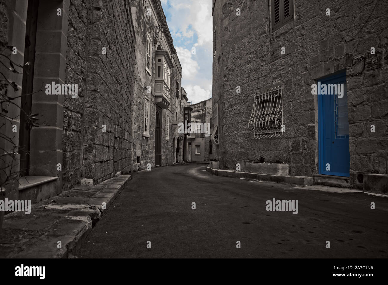 Vintage and Historic Roads in Malta. A typical Narrow Road in the Old ...