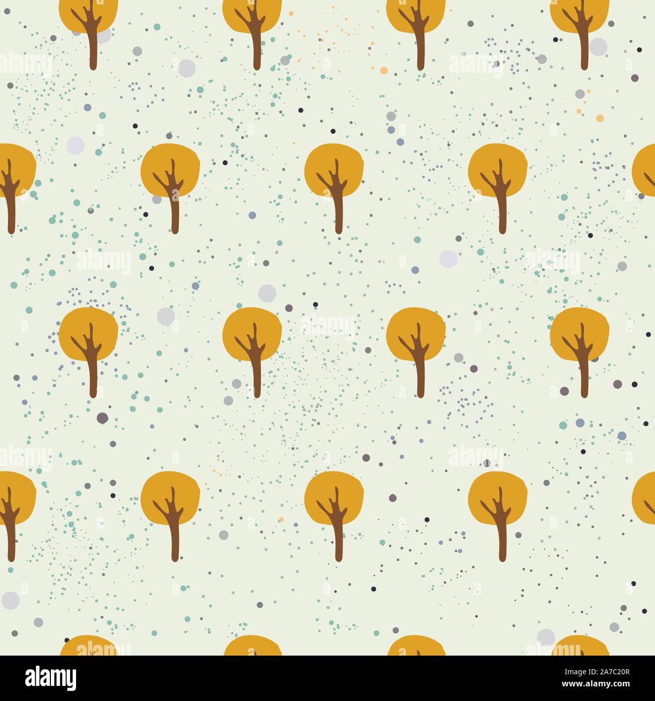 Cute Trees. Landscape background with trees. Hand Drawn Design. Vector ...