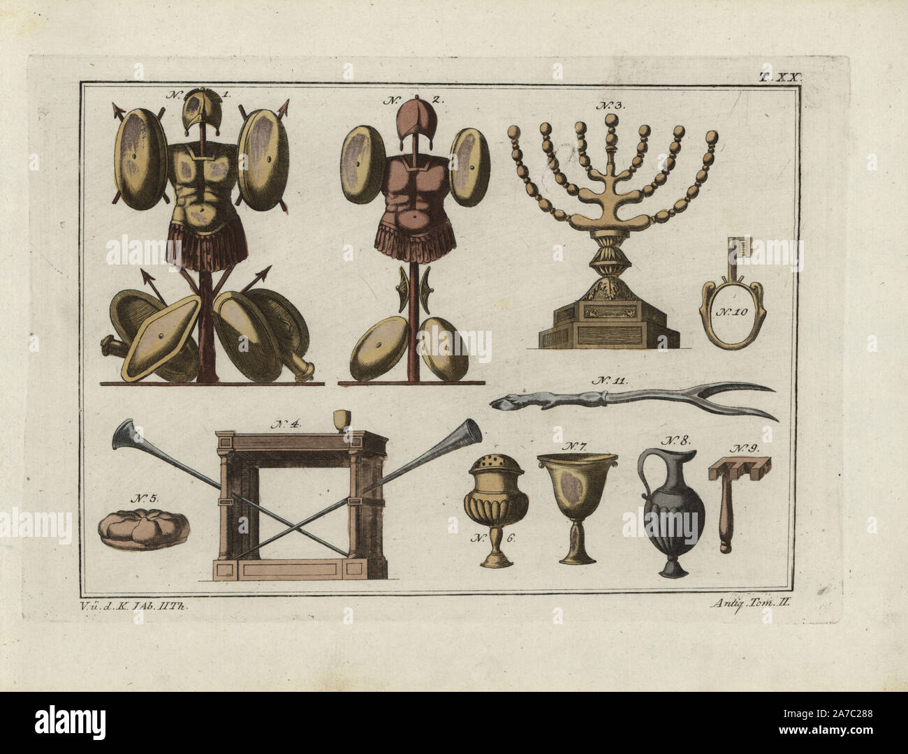 Hebrew helmets, chandelier, table, bread, vases, keys and antique fork ...