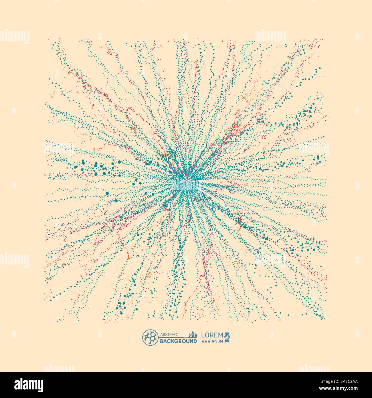 Abstract science or technology background. Array with dynamic particles ...