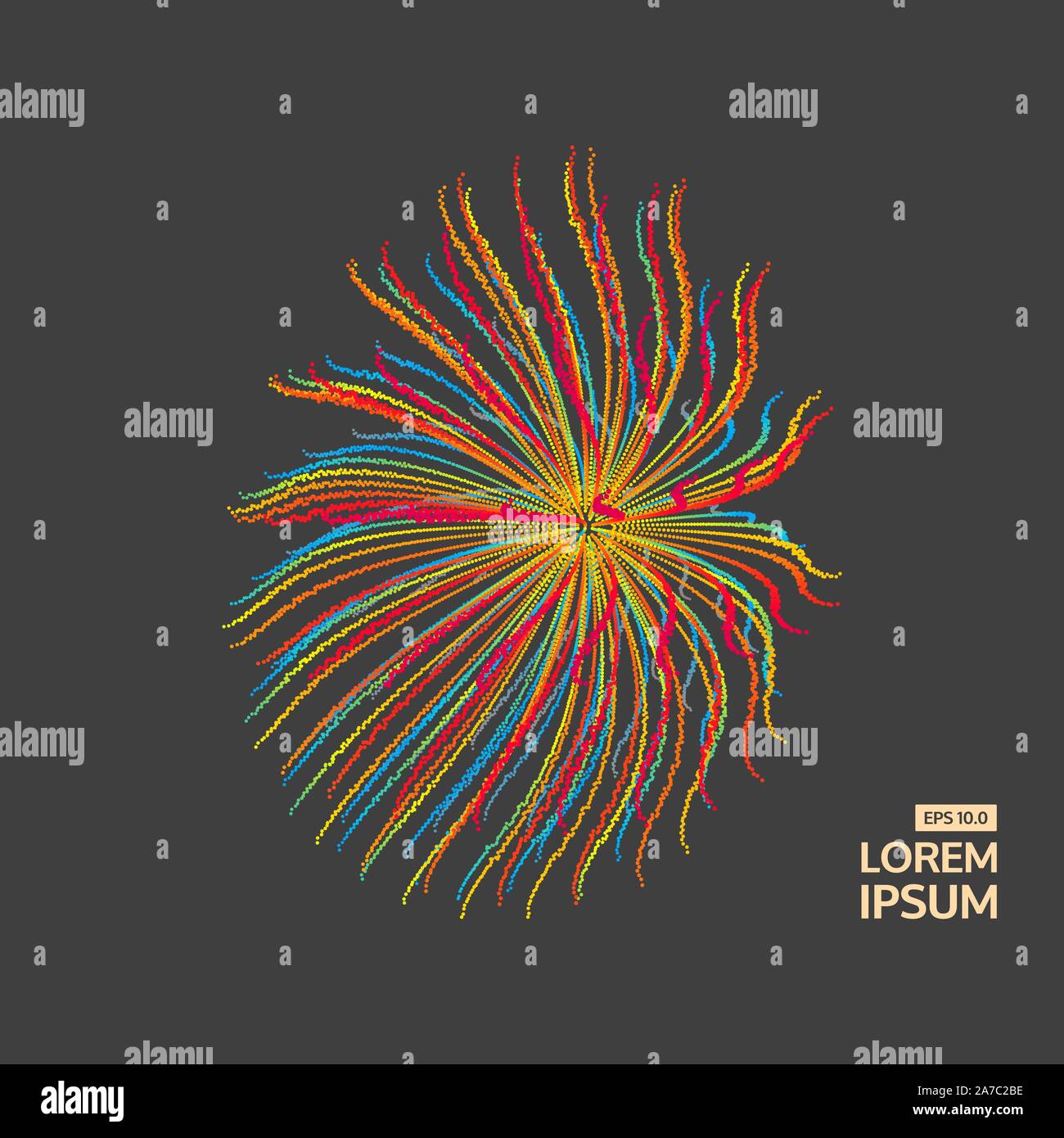 Array with dynamic particles. 3d futuristic technology style. Abstract background. Vector ...