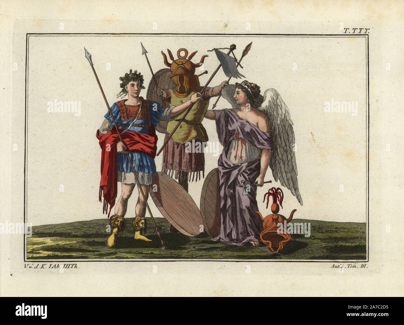 Roman military trophies and rewards with soldier and winged victory ...