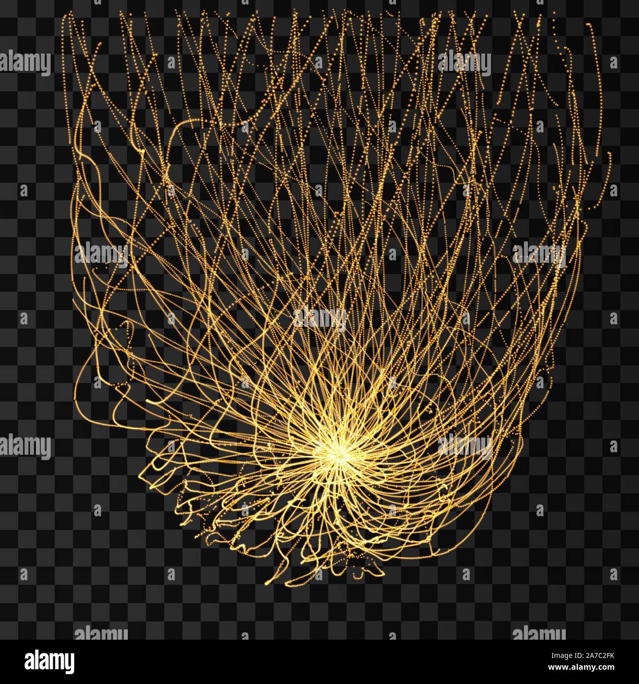 Abstract science or technology background. Array with dynamic particles ...