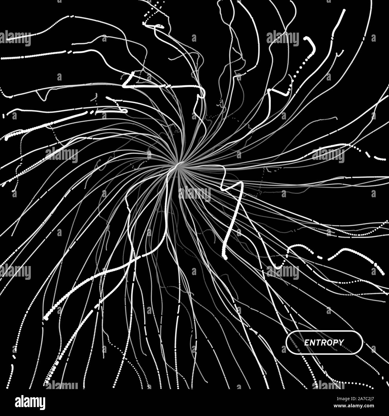 Abstract science or technology background. Array with dynamic particles ...