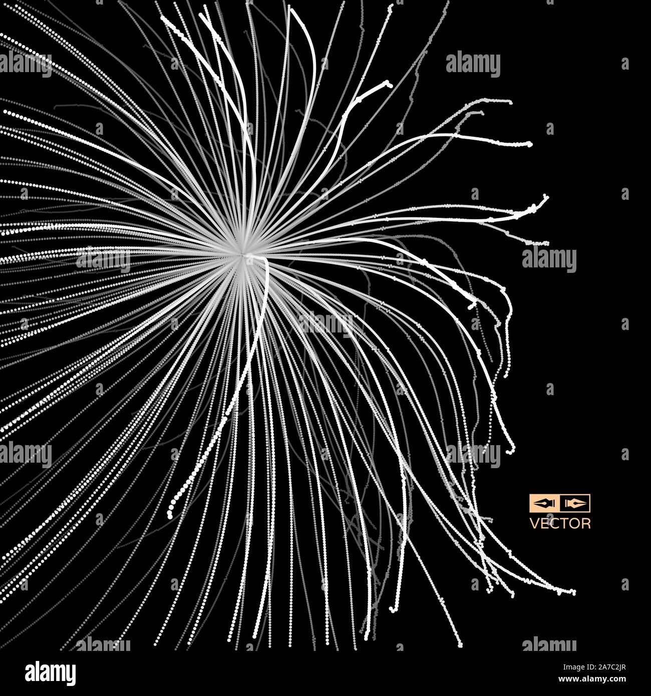 Abstract science or technology background. Array with dynamic particles ...