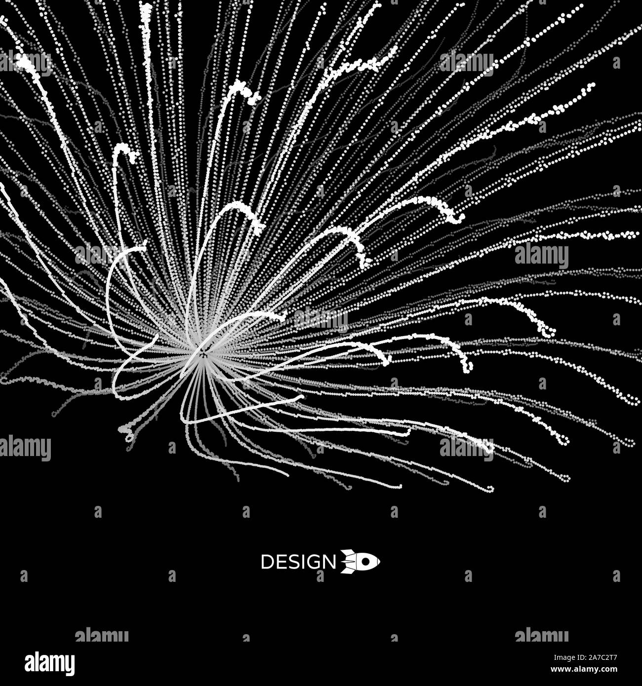 Abstract Science Or Technology Background Array With Dynamic Particles
