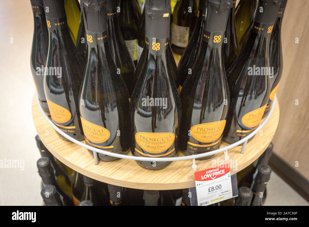 Pictures at a Co-Op food store. Prosecco on display Stock Photo - Alamy