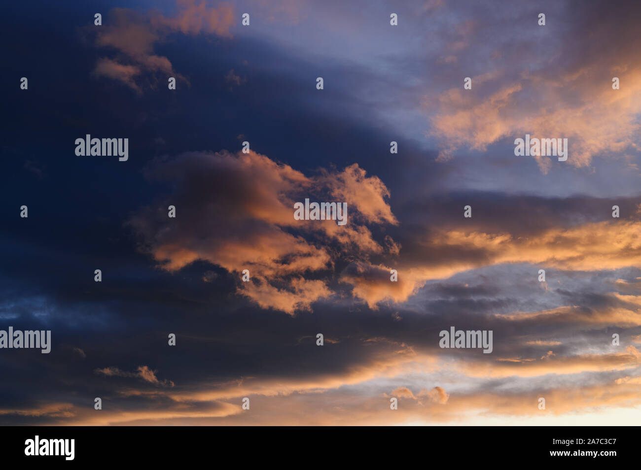 Dramatic sky with orange clouds. Nature background Stock Photo - Alamy