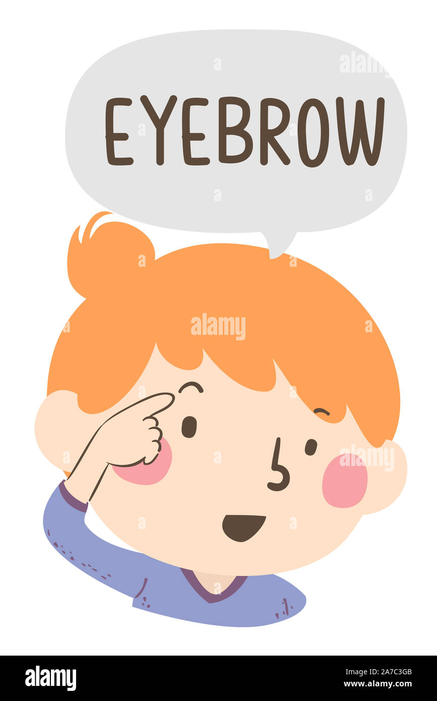 Illustration of a Kid Girl Pointing to and Saying Eyebrow as Part of ...