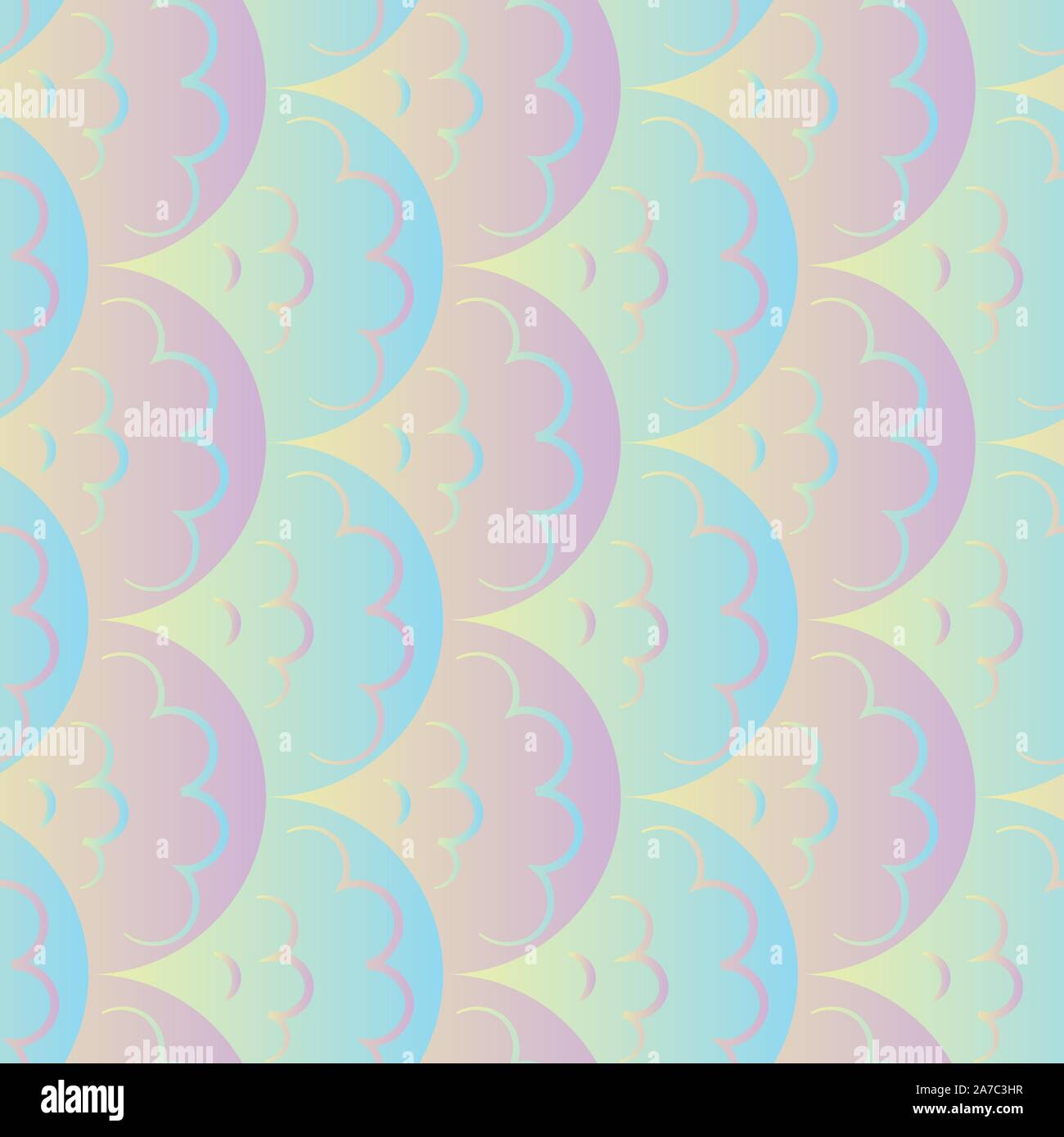 seamless vector pattern with mermaid tail scales in pastel gradients ...