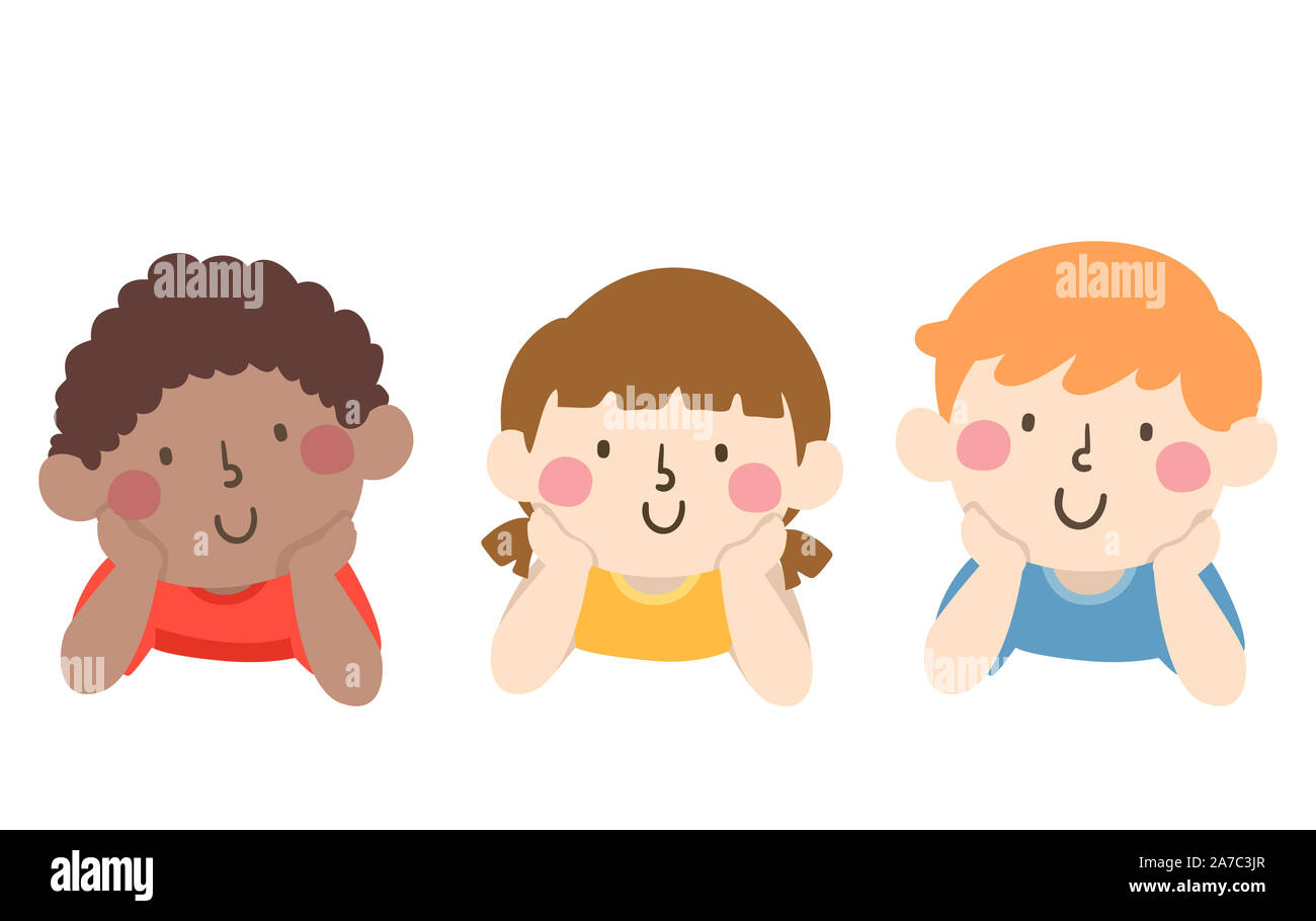 Illustration of Kids Waiting and Posing with their Hands on their ...