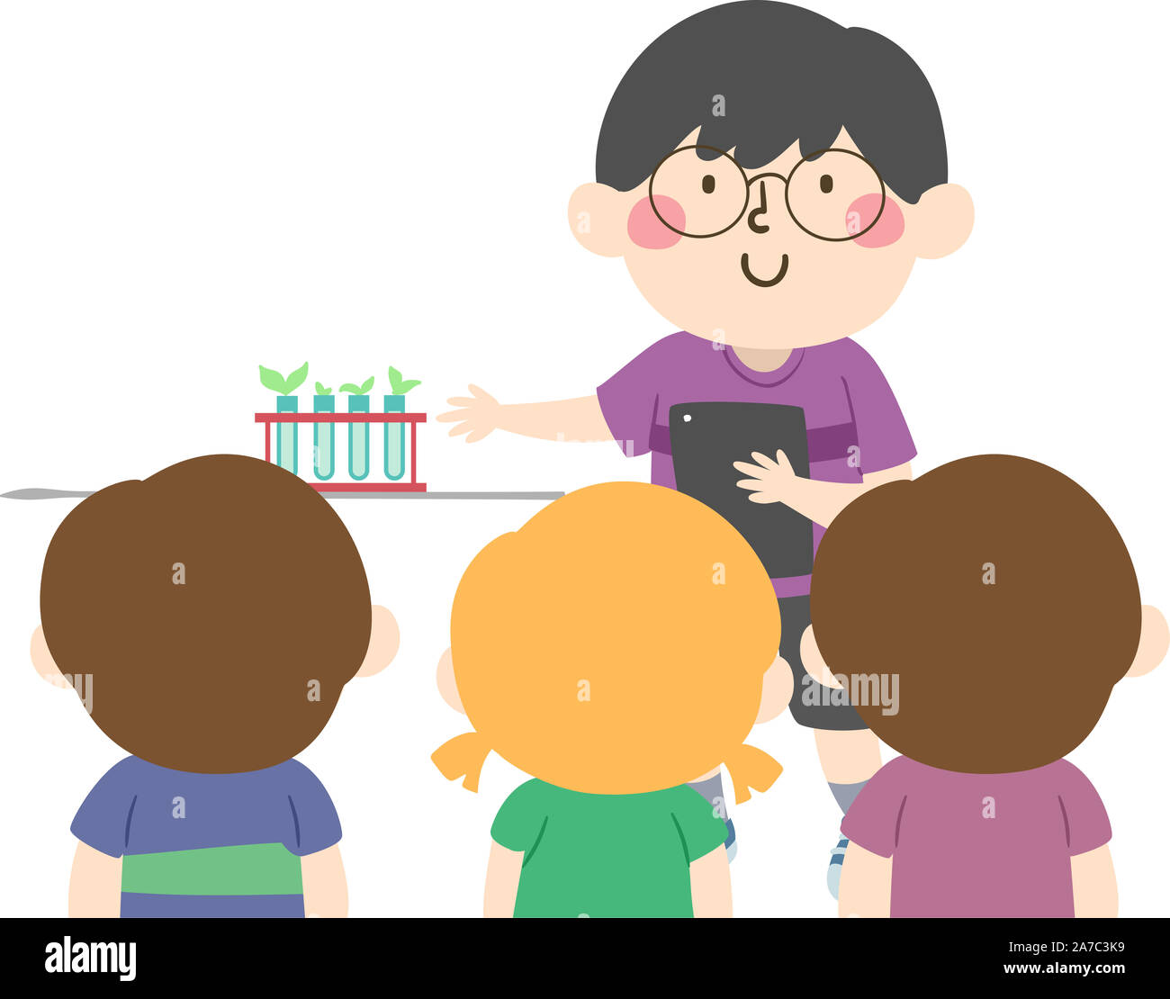 Illustration of a Kid Boy Sharing the Things He Learned to Other Kids ...