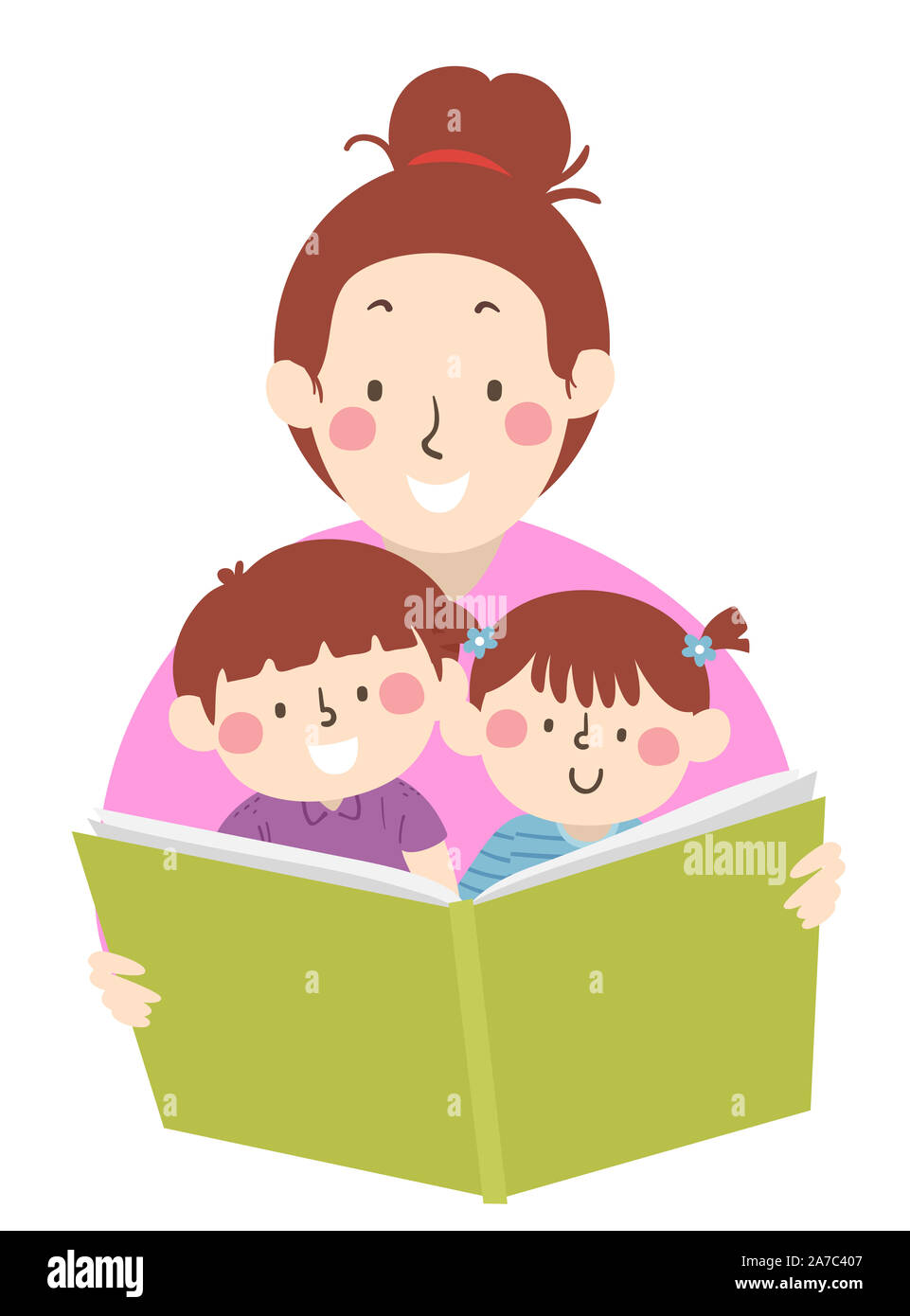 Parents Reading With Children Clipart