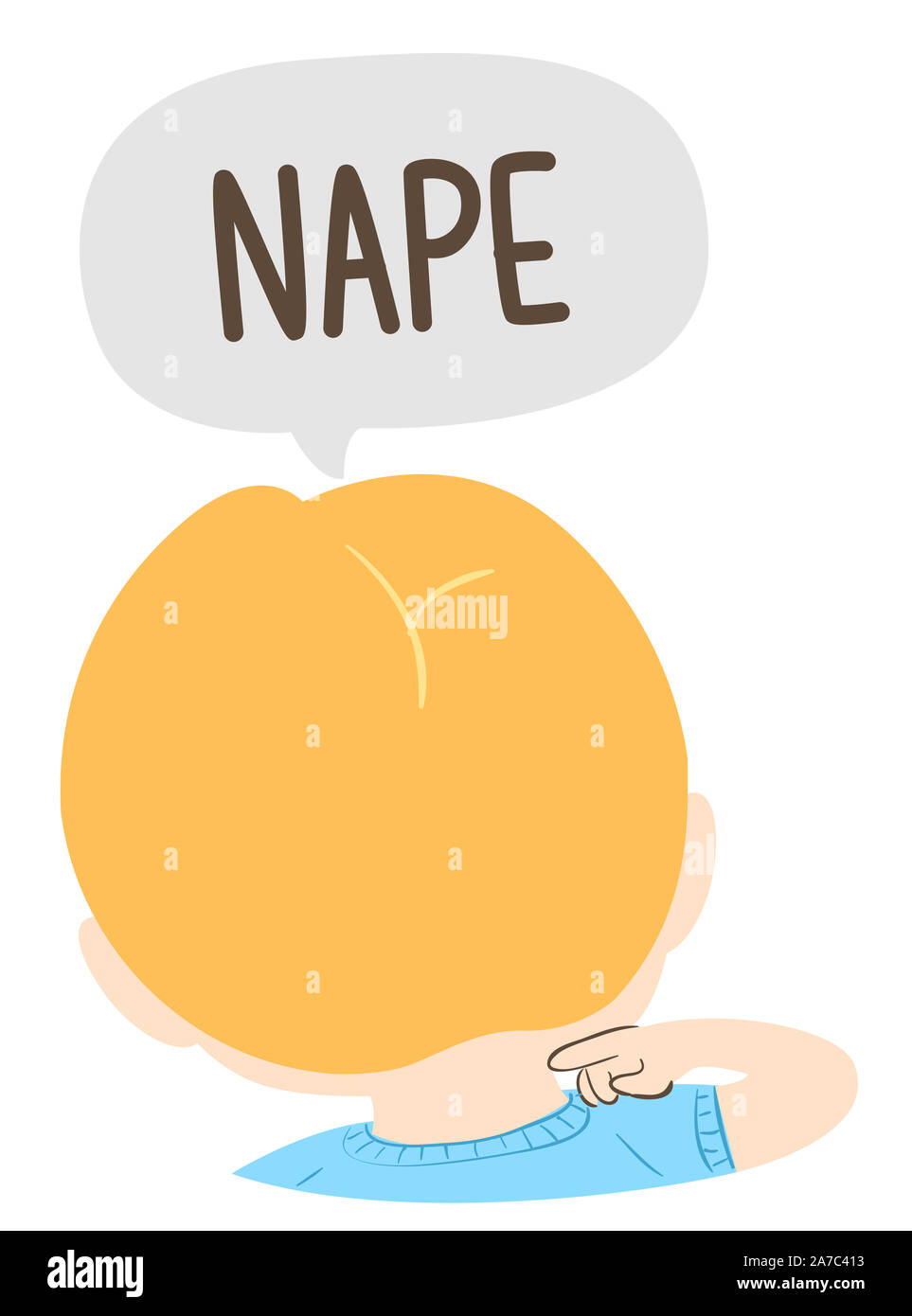 Illustration of a Kid Boy Pointing to and Saying Nape as Part of Naming ...