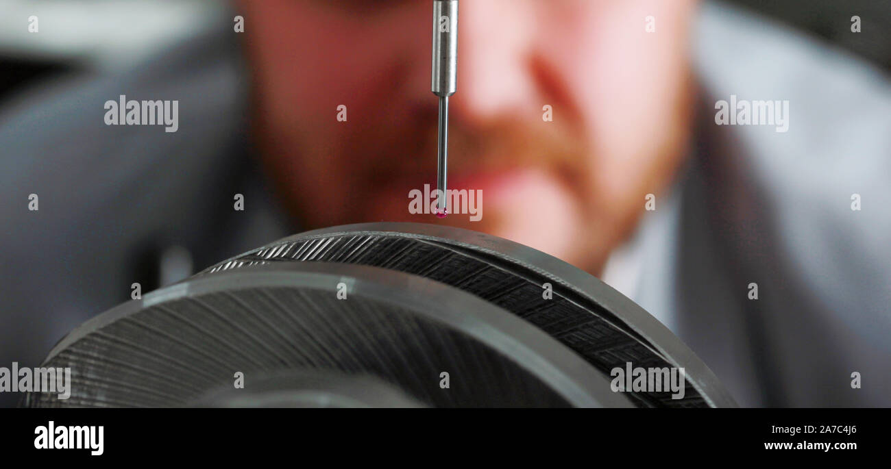 CNC milling machine. Quality control measurement probe Stock Photo - Alamy