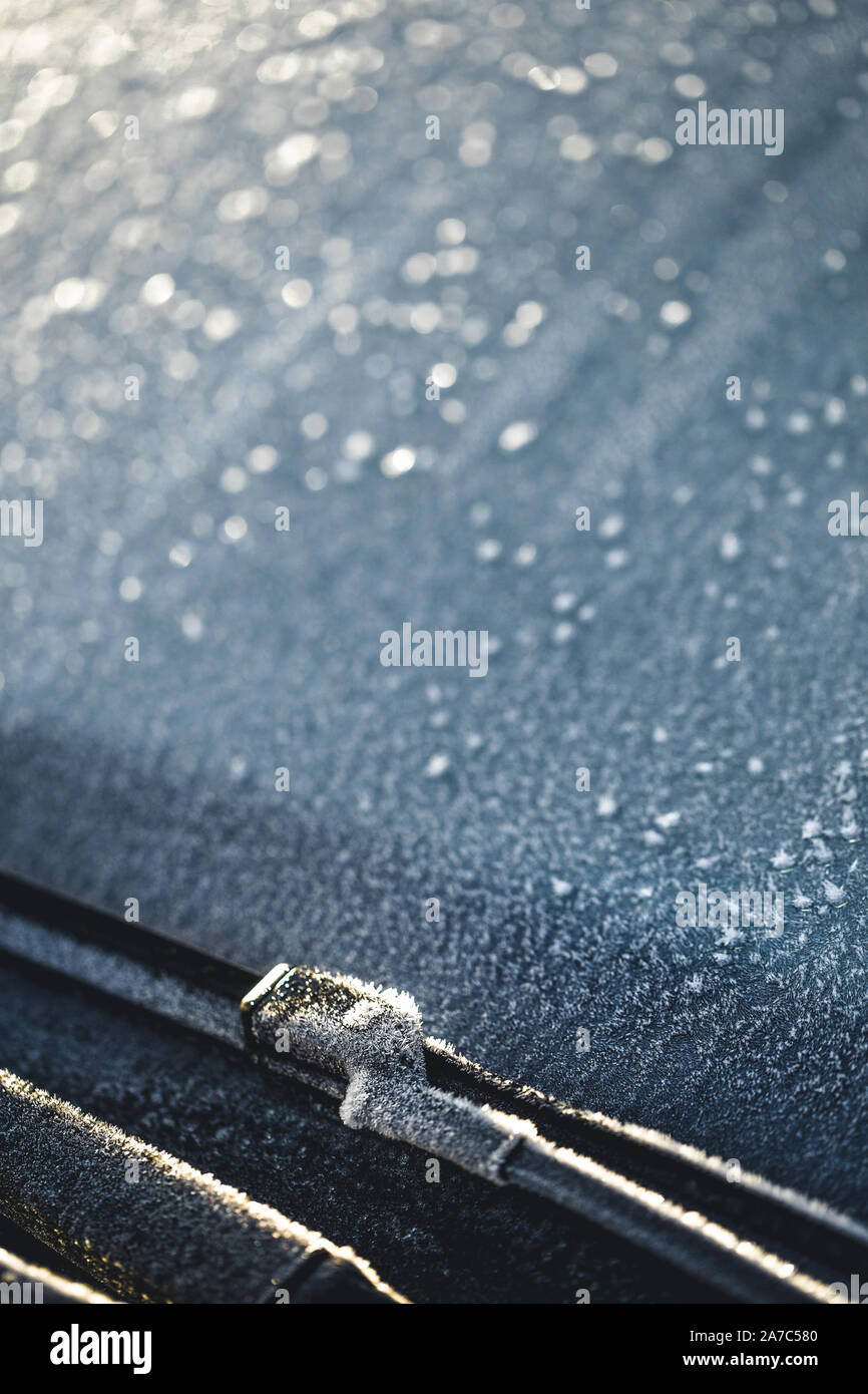 frozen windshield and wiper of car in the morning Stock Photo - Alamy
