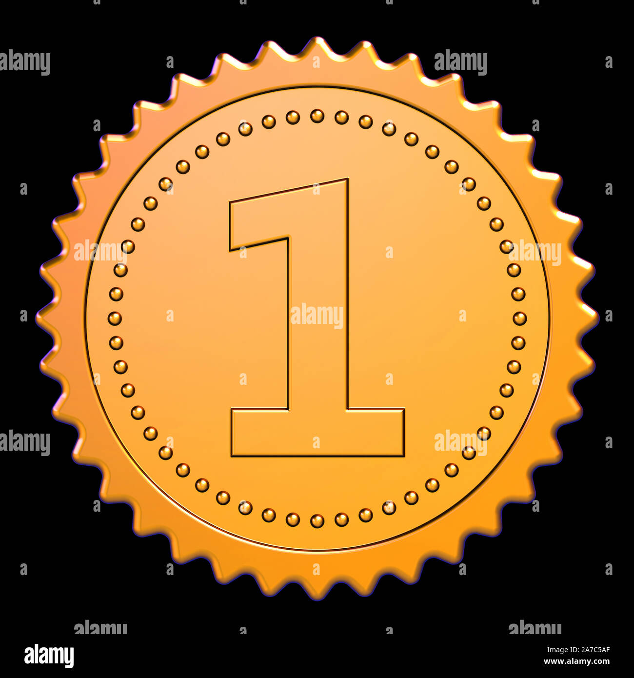 Gold stamp number one 1 first place award reward medal rosette ...