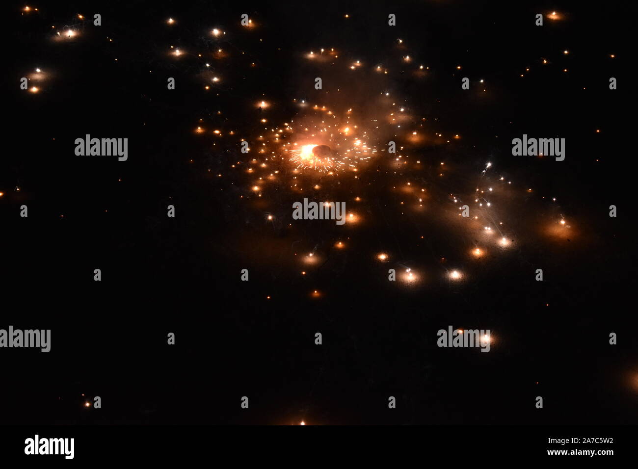 Indian Festival of Lights, A top view of a type of firework cracker ...