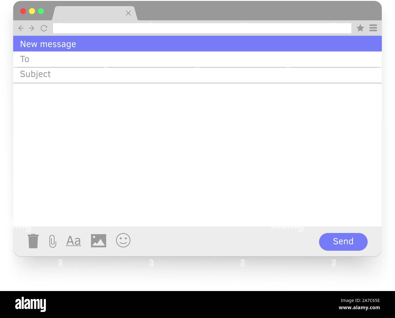 Email message blank window. E-mail empty frame. Mail mock up template. Window browser. Vector ...