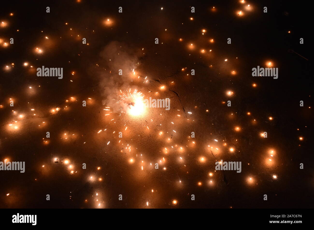 Indian Festival of Lights, A top view of a type of firework cracker ...