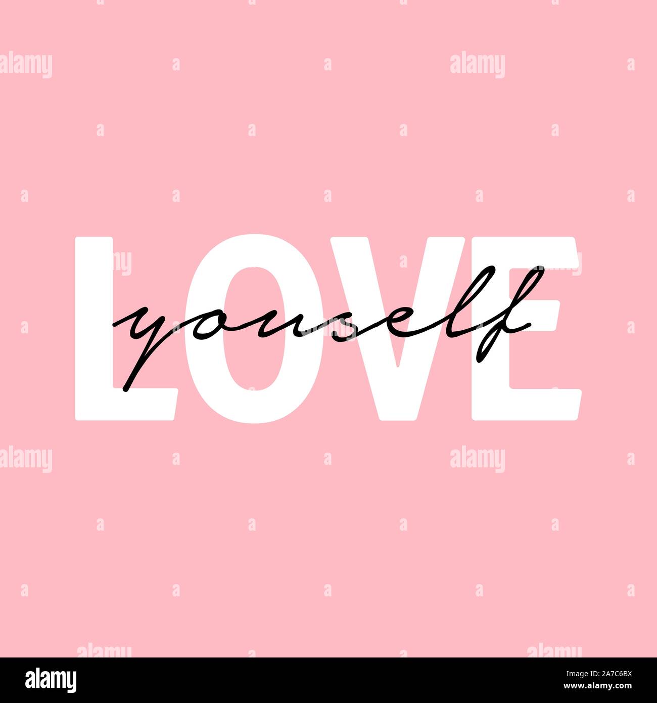 Love yourself inspirational quote on pink background Stock Vector Image ...