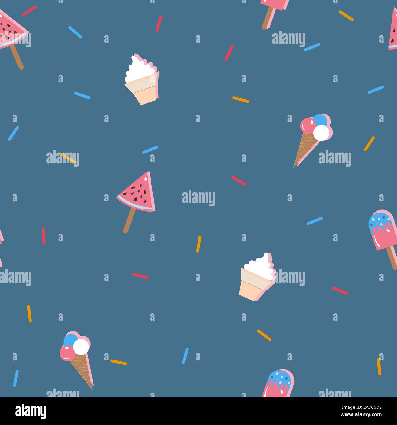 Cute Ice cream pattern with vanilla ice cream, chocolate ice cream, ice ...