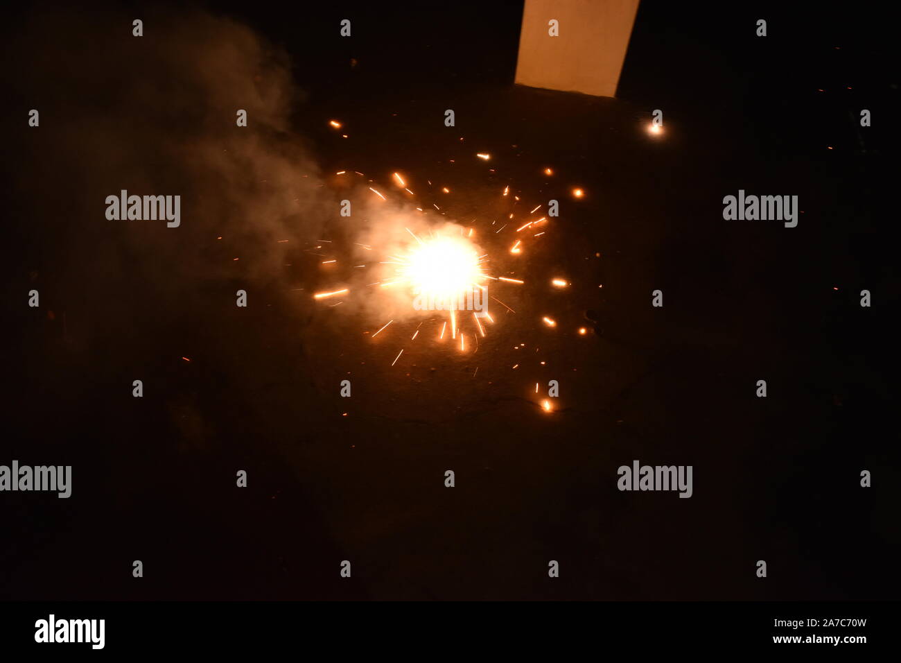 Indian Festival of Lights, A top view of a type of firework cracker ...