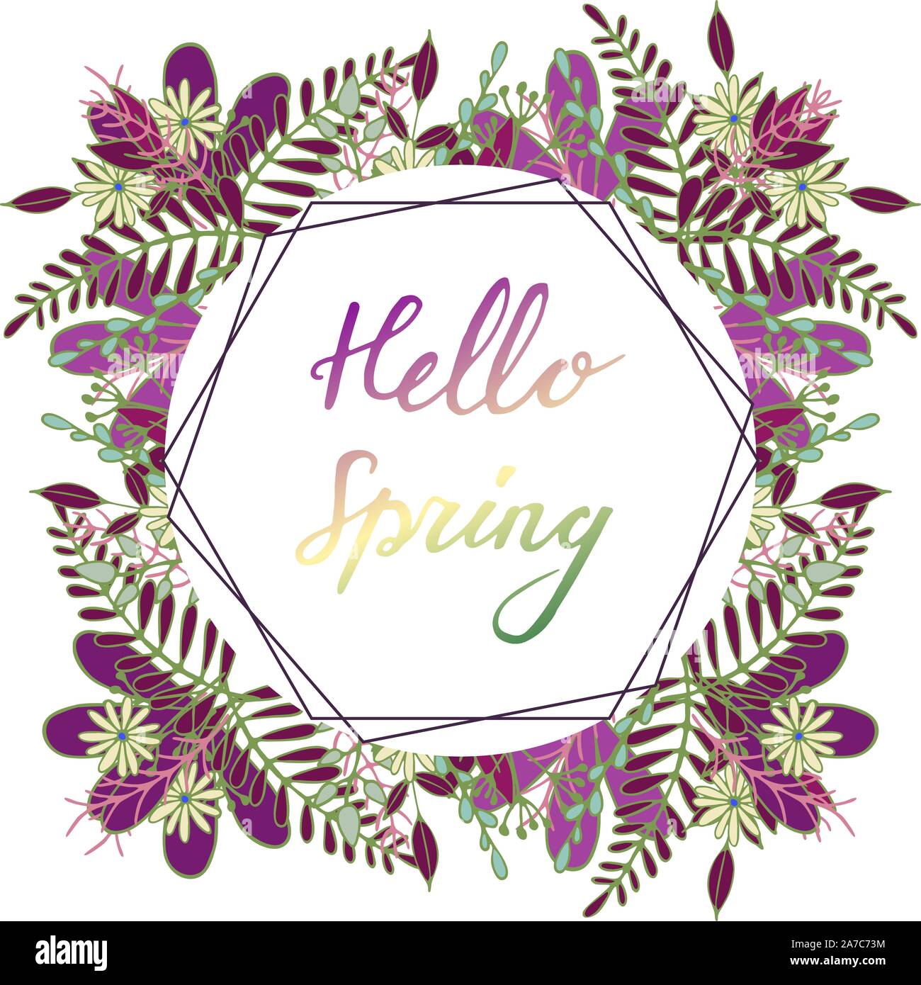 Handdrawn frame with flower and leaves decoration. Hand lettering ...