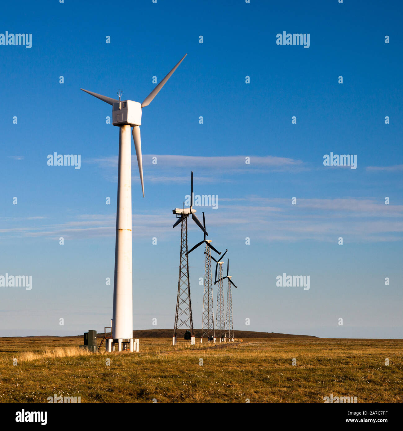 Wind powered generators in the arctic. Kotzebue, Alaska Stock Photo - Alamy