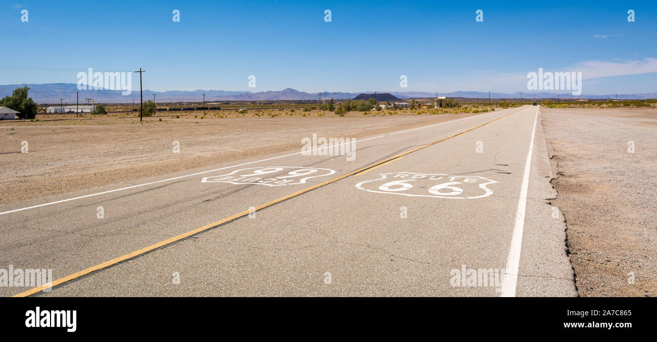 Historic Route 66 road in Californian desert. United States Stock Photo ...