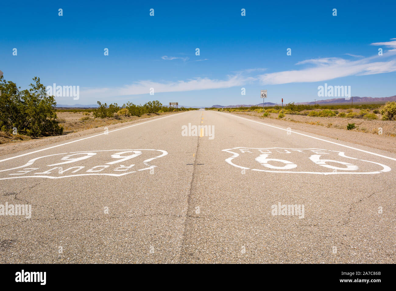 Famous Route 66 landmark on the road in Californian desert. United ...