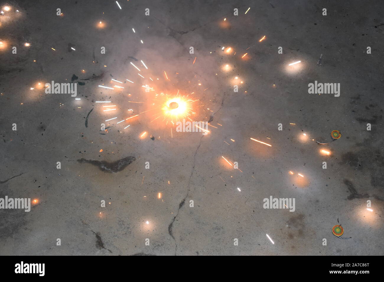 Indian Festival of Lights, A top view of a type of firework cracker ...