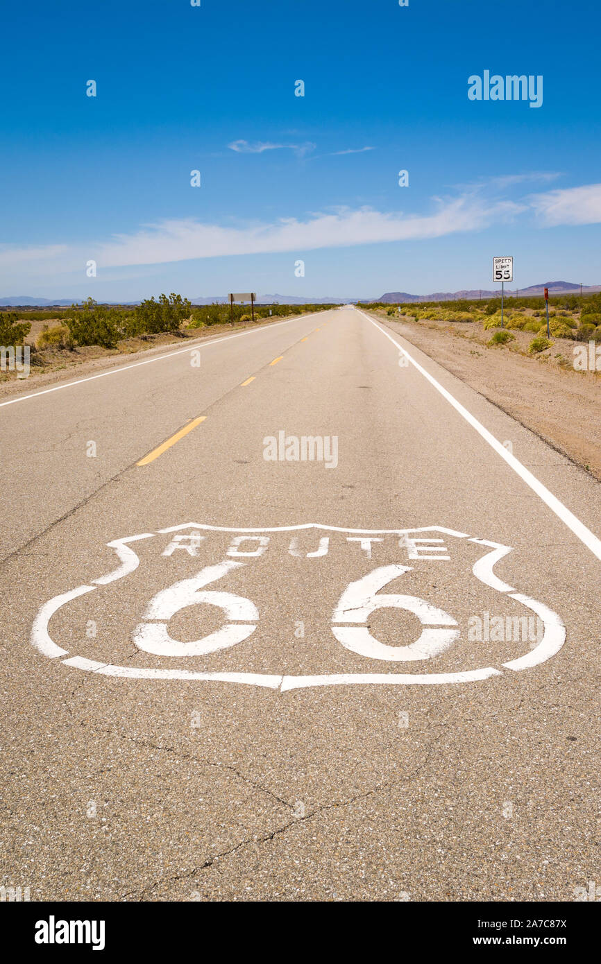 Historic Route 66 road in Californian desert. United States Stock Photo ...