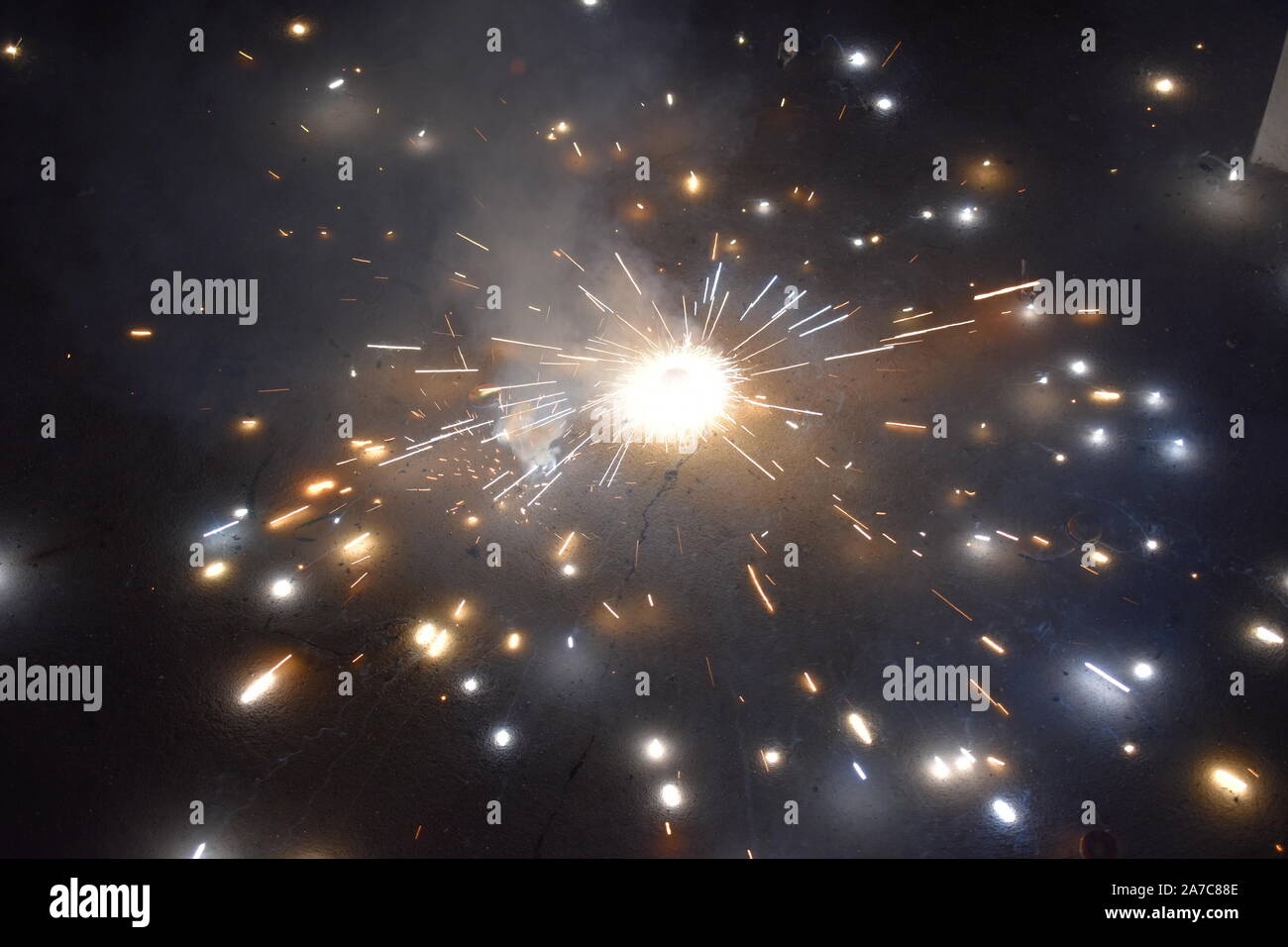 Indian Festival of Lights, A top view of a type of firework cracker ...