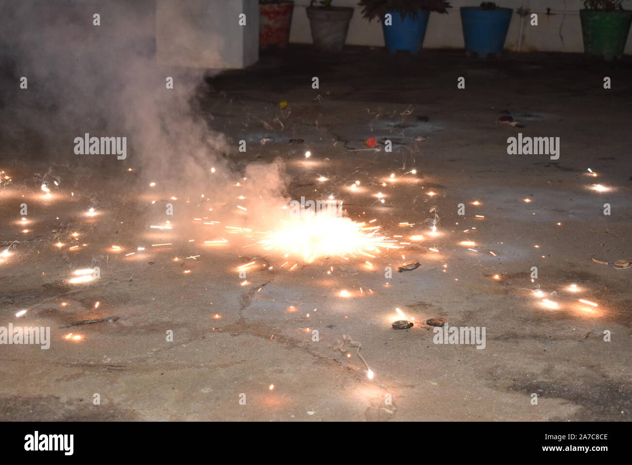 Indian Festival of Lights, A top view of a type of firework cracker ...