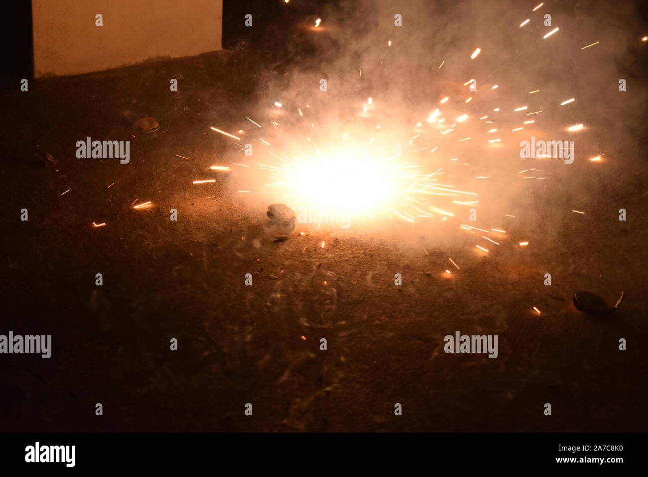 Indian Festival of Lights, A top view of a type of firework cracker ...