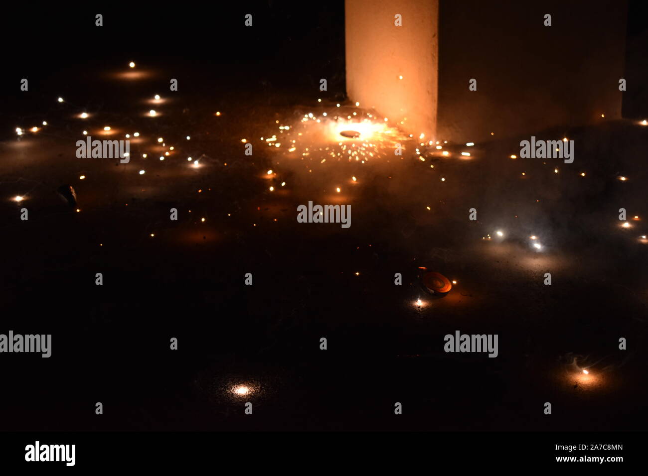 Indian Festival of Lights, A top view of a type of firework cracker ...