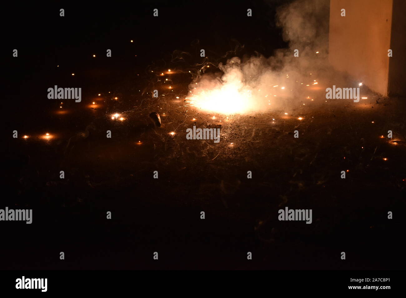 Indian Festival of Lights, A top view of a type of firework cracker ...