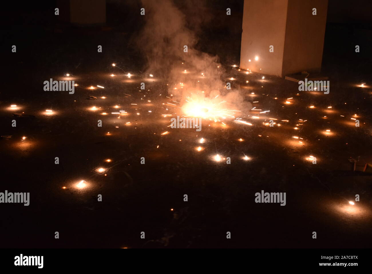 Indian Festival of Lights, A top view of a type of firework cracker ...