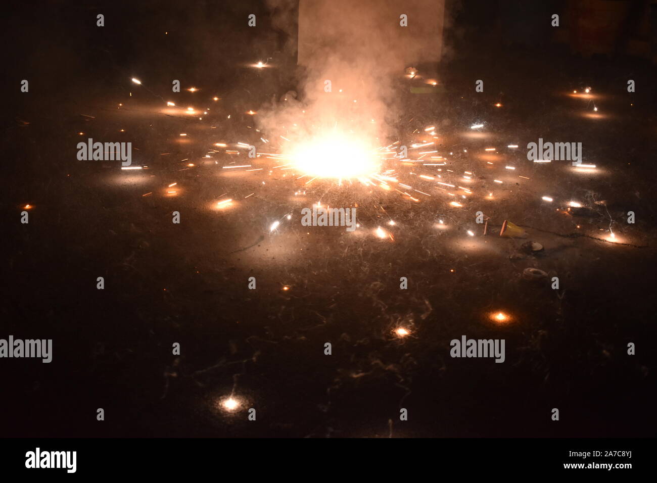 Indian Festival of Lights, A top view of a type of firework cracker ...
