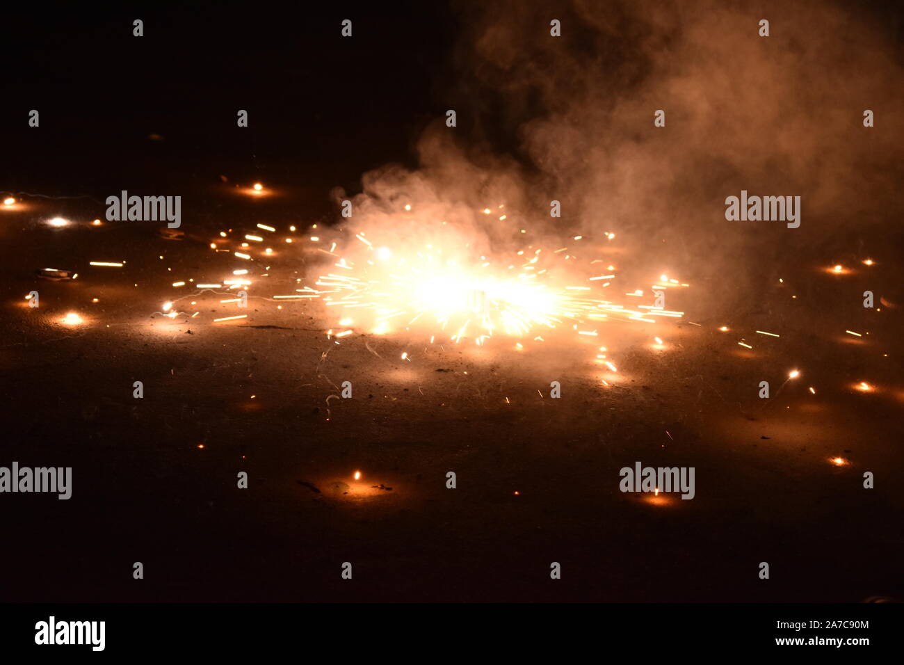 Indian Festival of Lights, A top view of a type of firework cracker ...