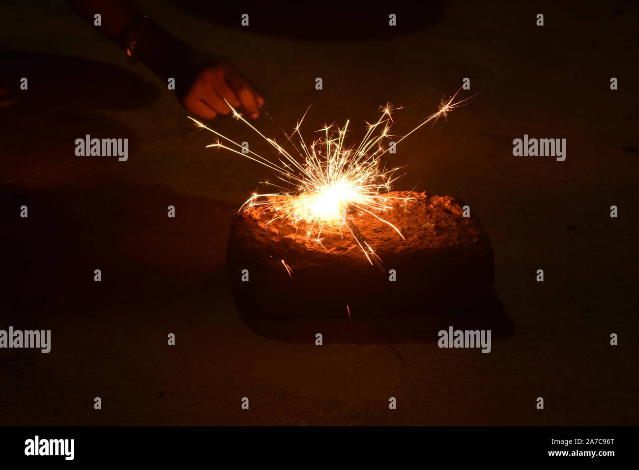Indian Festival of Lights, A top view of a type of firework cracker ...